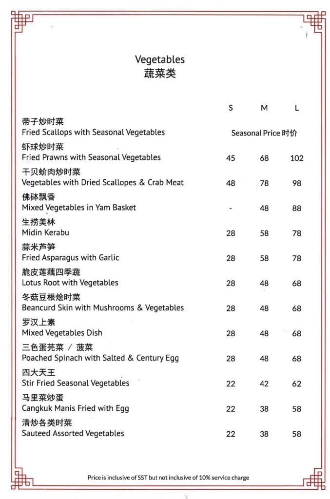 Menu – THE MANDARIN